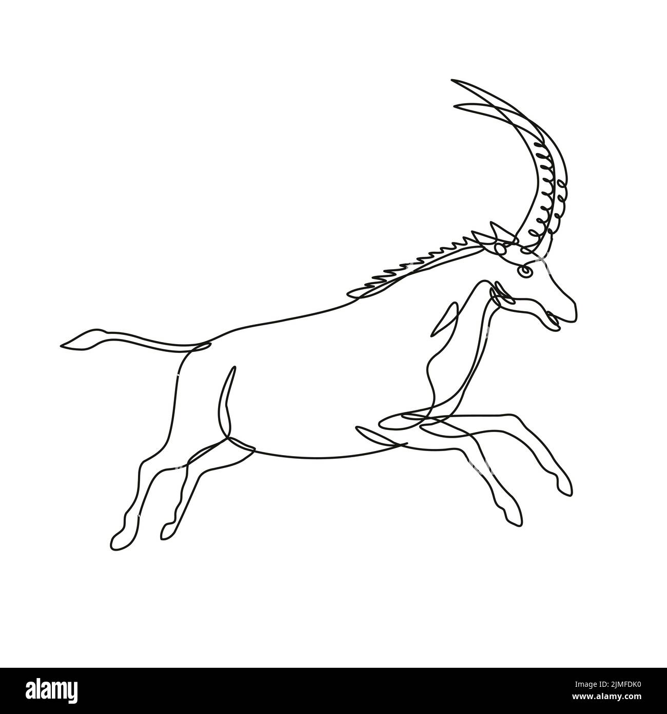 Black Sable Antelope or Hippotragus Niger Jumping Continuous Line ...