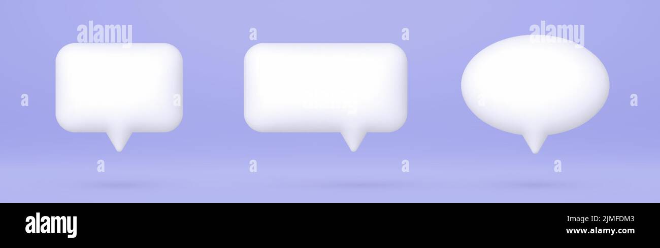 3d speech bubbles set, realistic white chat dialogue quotes, social ...