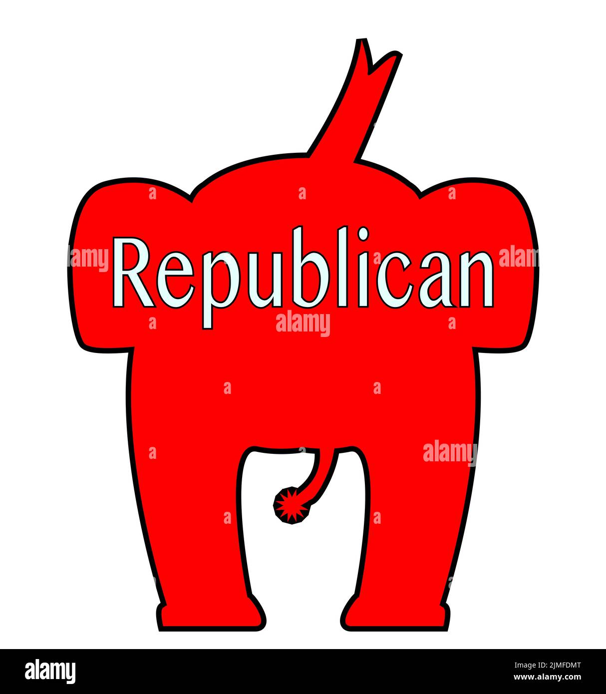 Red Republican elephant in silhouette set over a white background Stock ...