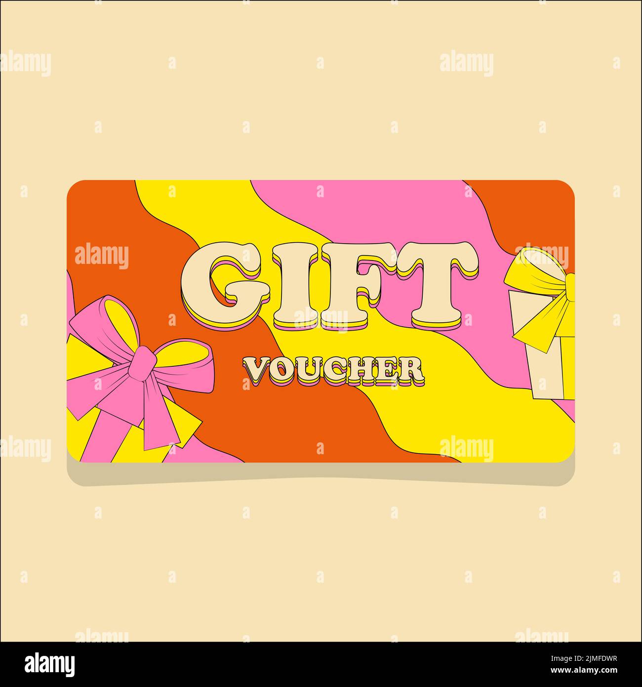 Gift Voucher in Retro Groove Style Bright Summer Design Stock Vector ...