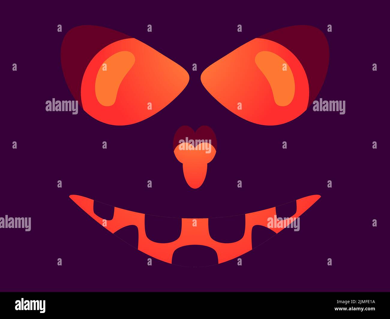 Halloween scary face with glowing eyes. Evil scary eyes carved in a ...
