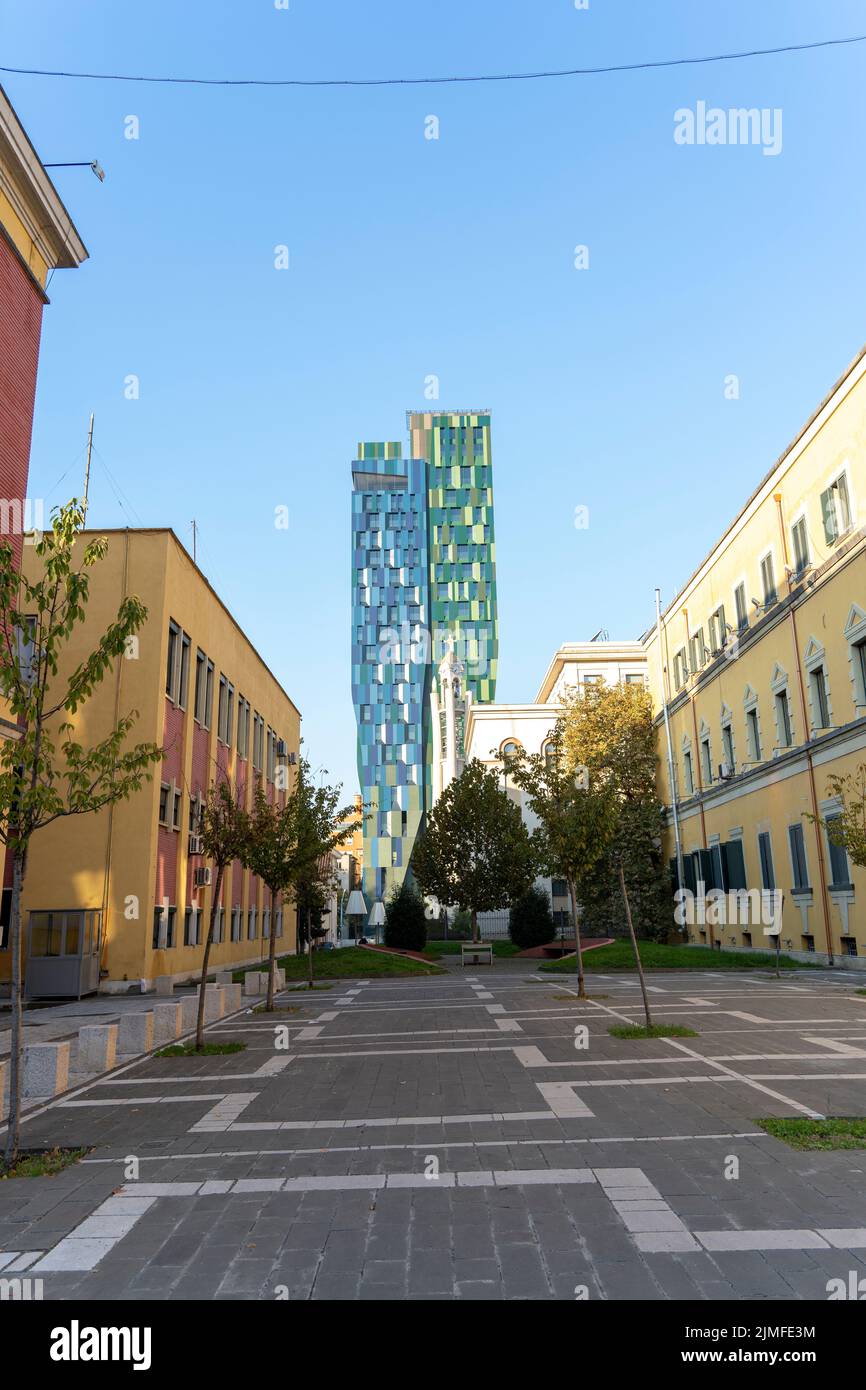 Tirana city, modern Center colorful skyscraper Stock Photo - Alamy