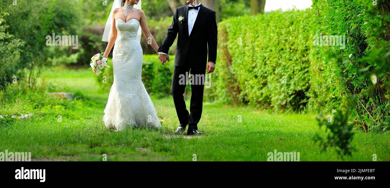 Couple on wedding day two,people, outdor, happines man, women, bridge ...