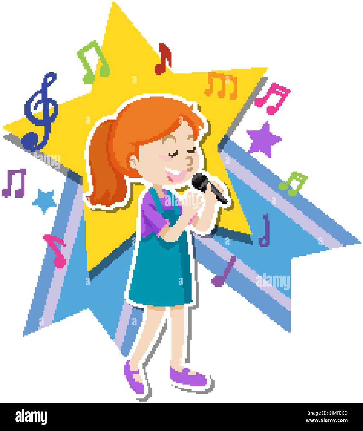 Singer girl cartoon character illustration Stock Vector Image & Art - Alamy