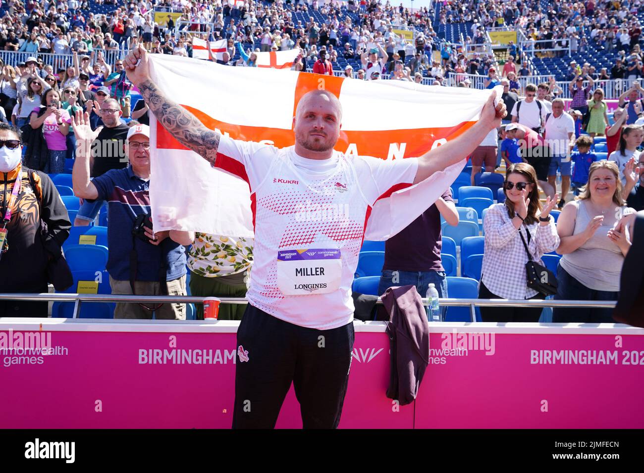 England's Nick Miller celebrates winning the Men's Hammer Throw at ...