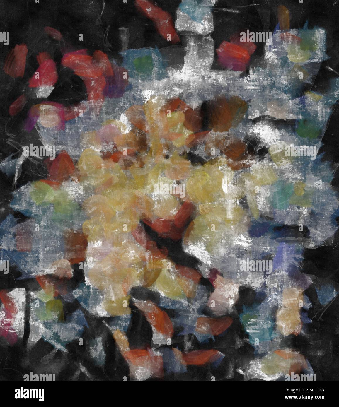 Abstract painting. Brush strokes in muted colors. Man's silhouette. 3D ...