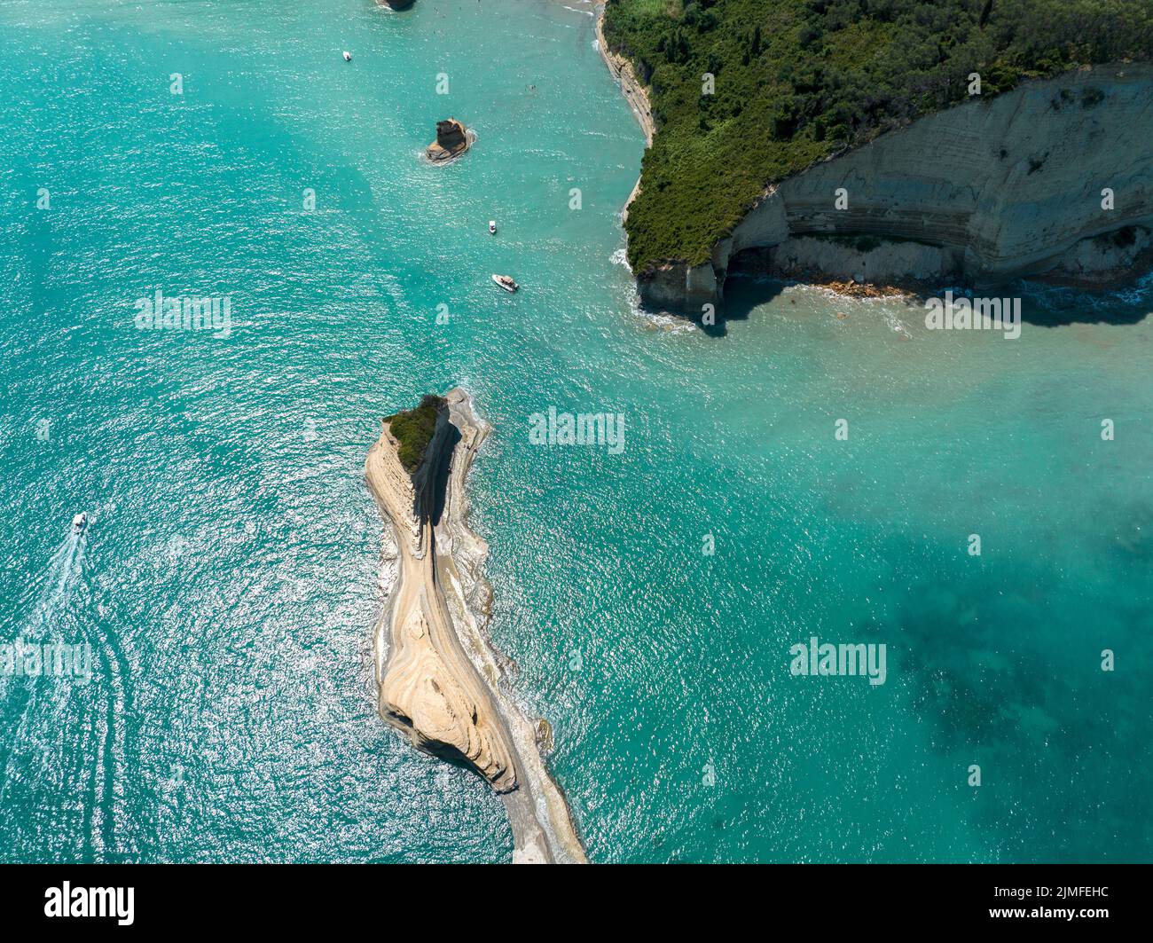 Aerial view of the cliff overlooking the sea near Apotripiti beach and ...