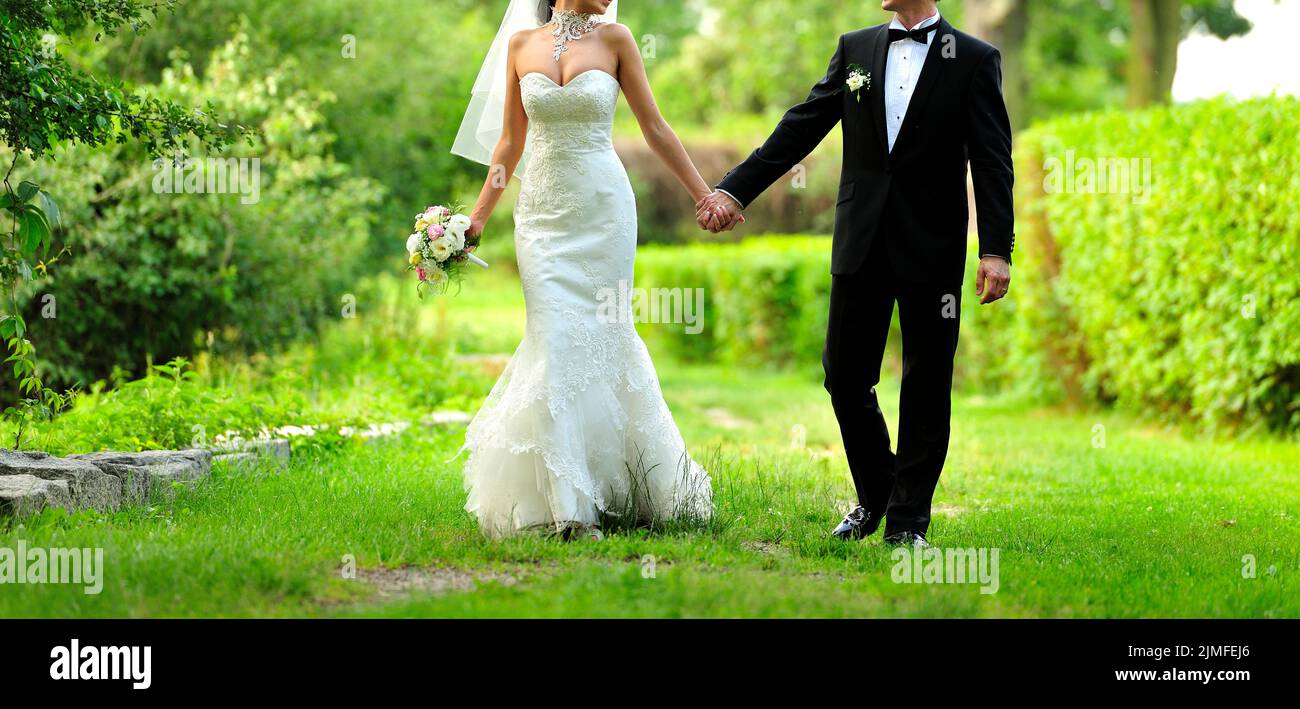Couple on wedding day two,people, outdor, happines man, women, bridge ...