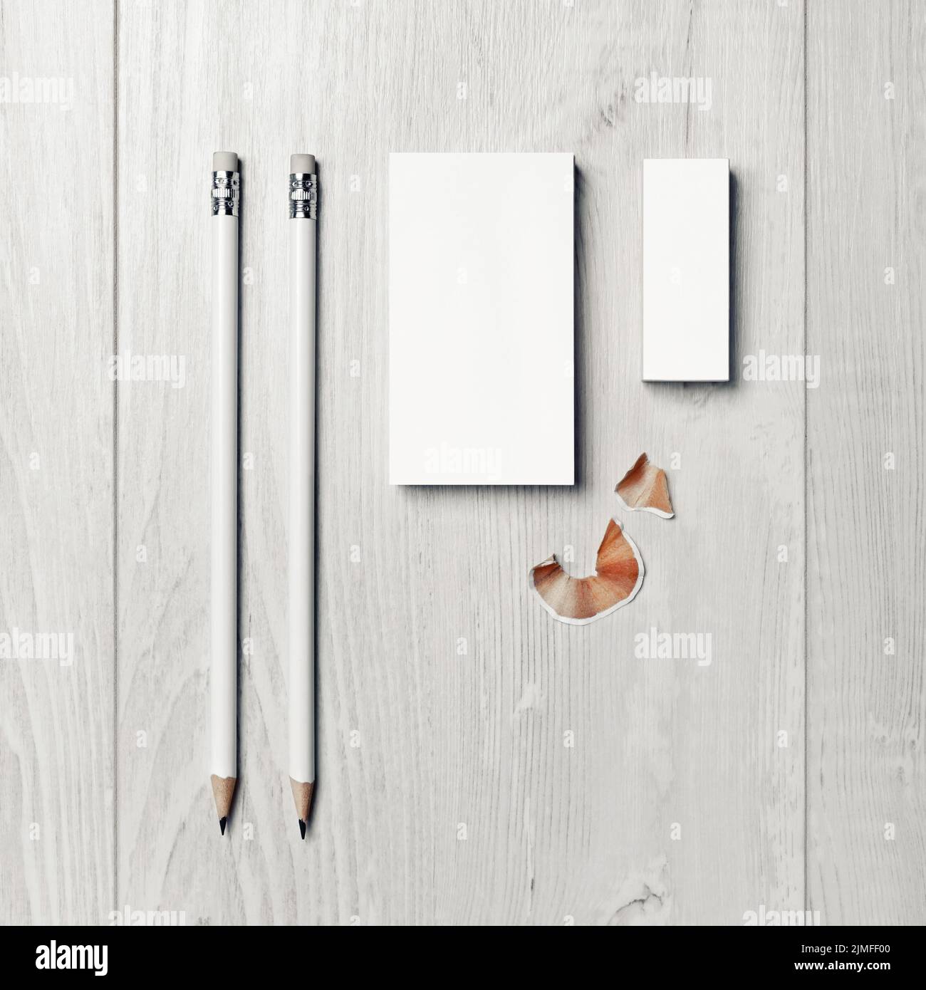 Business card, pencils and eraser Stock Photo - Alamy