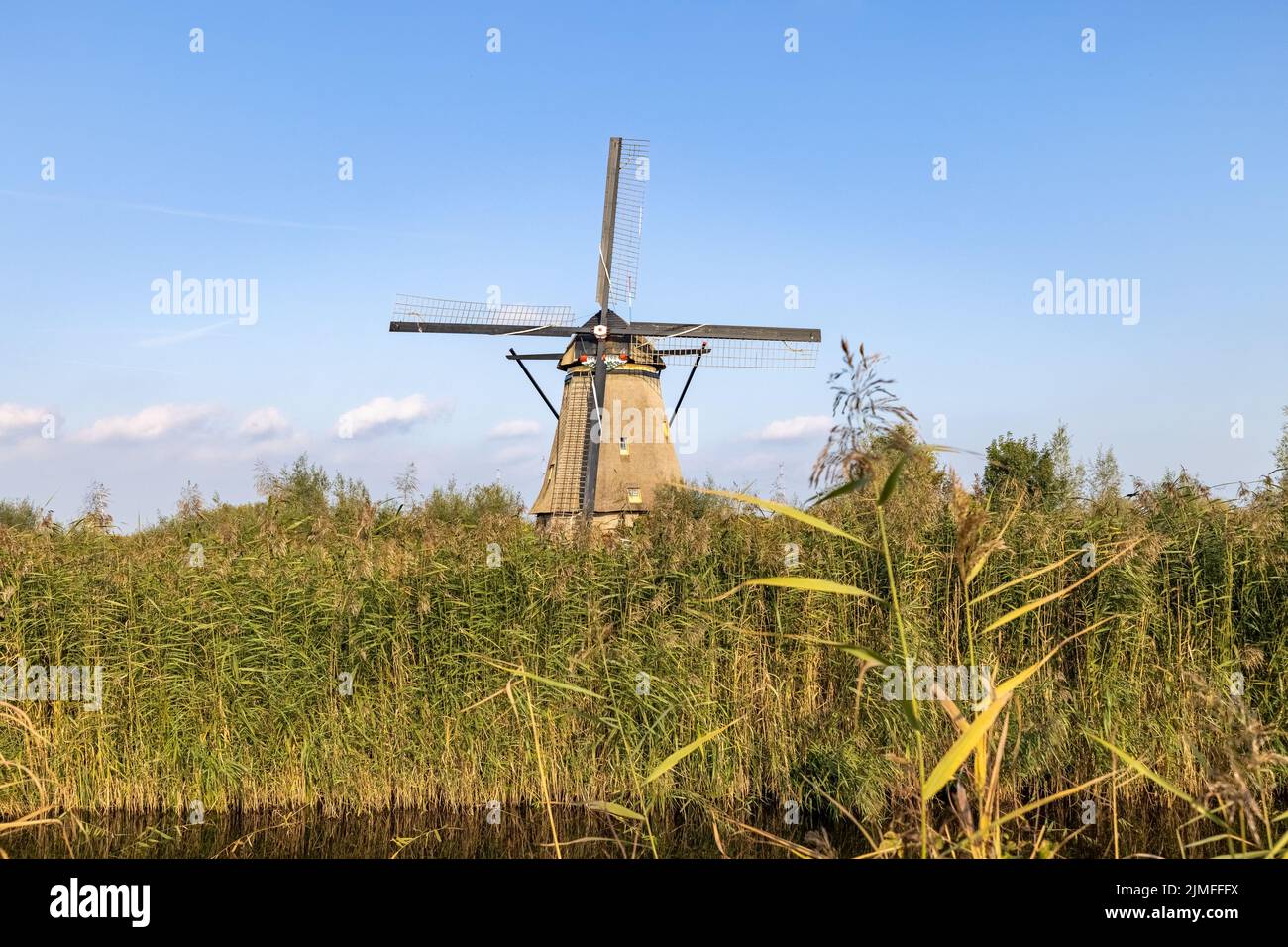 Horizontal picture of one of the famous Dutch windmills at Kinderdijk ...
