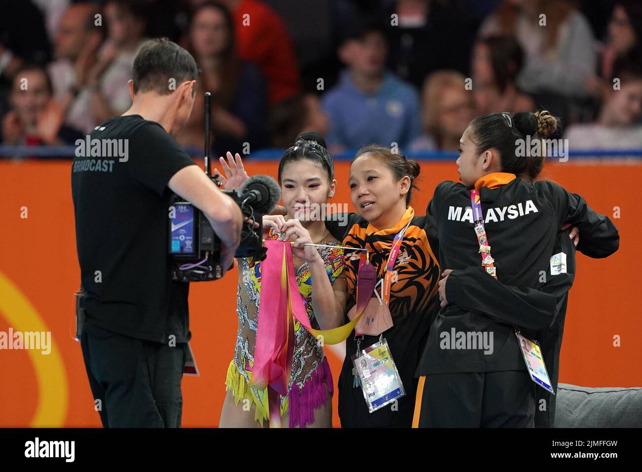 Malaysia's Joe Ee Eng after competing in the ribbon rhythmic gymnastics ...