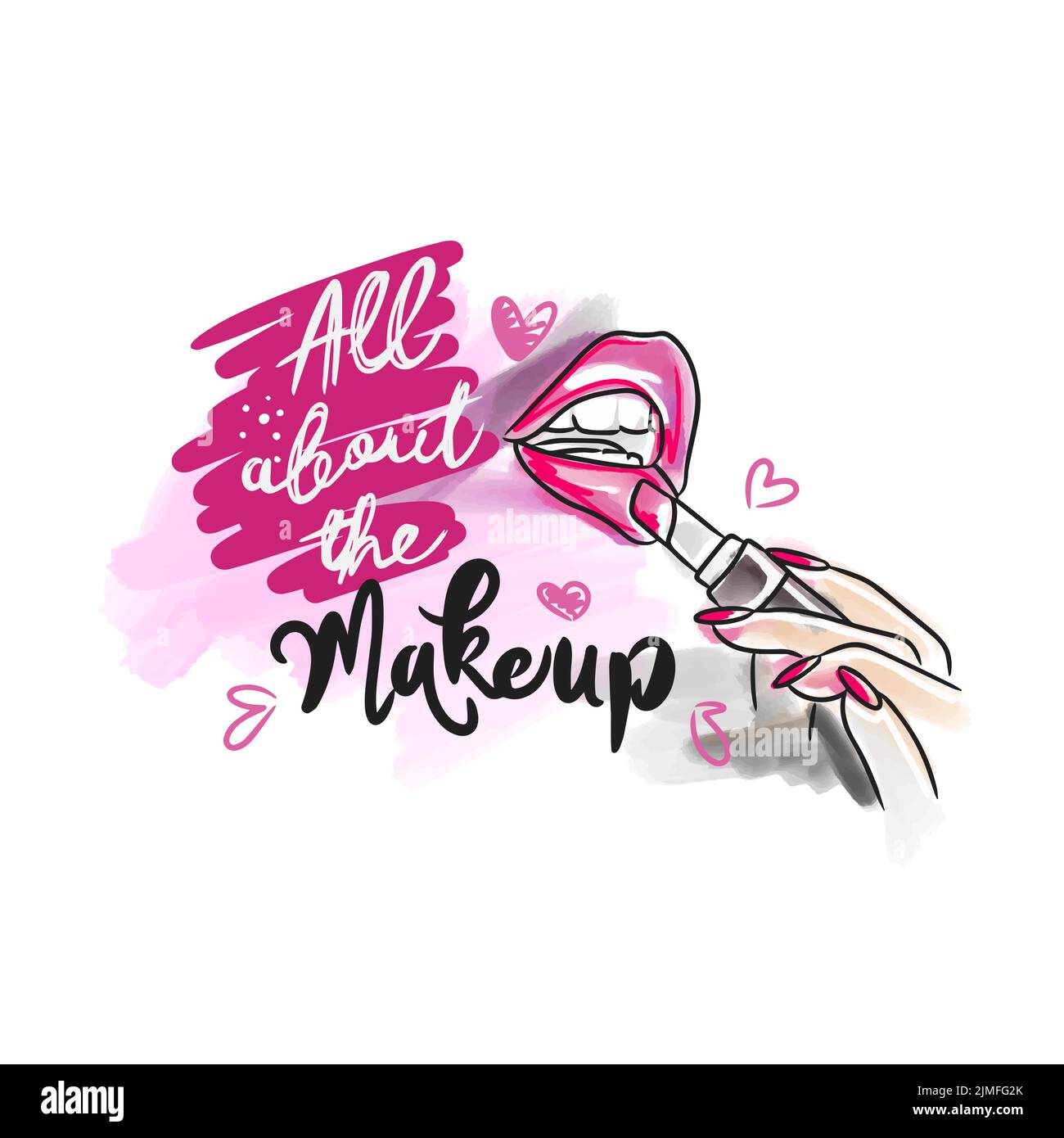 All about makeup, handwritten quote, fashion, beauty, lipstick Stock ...