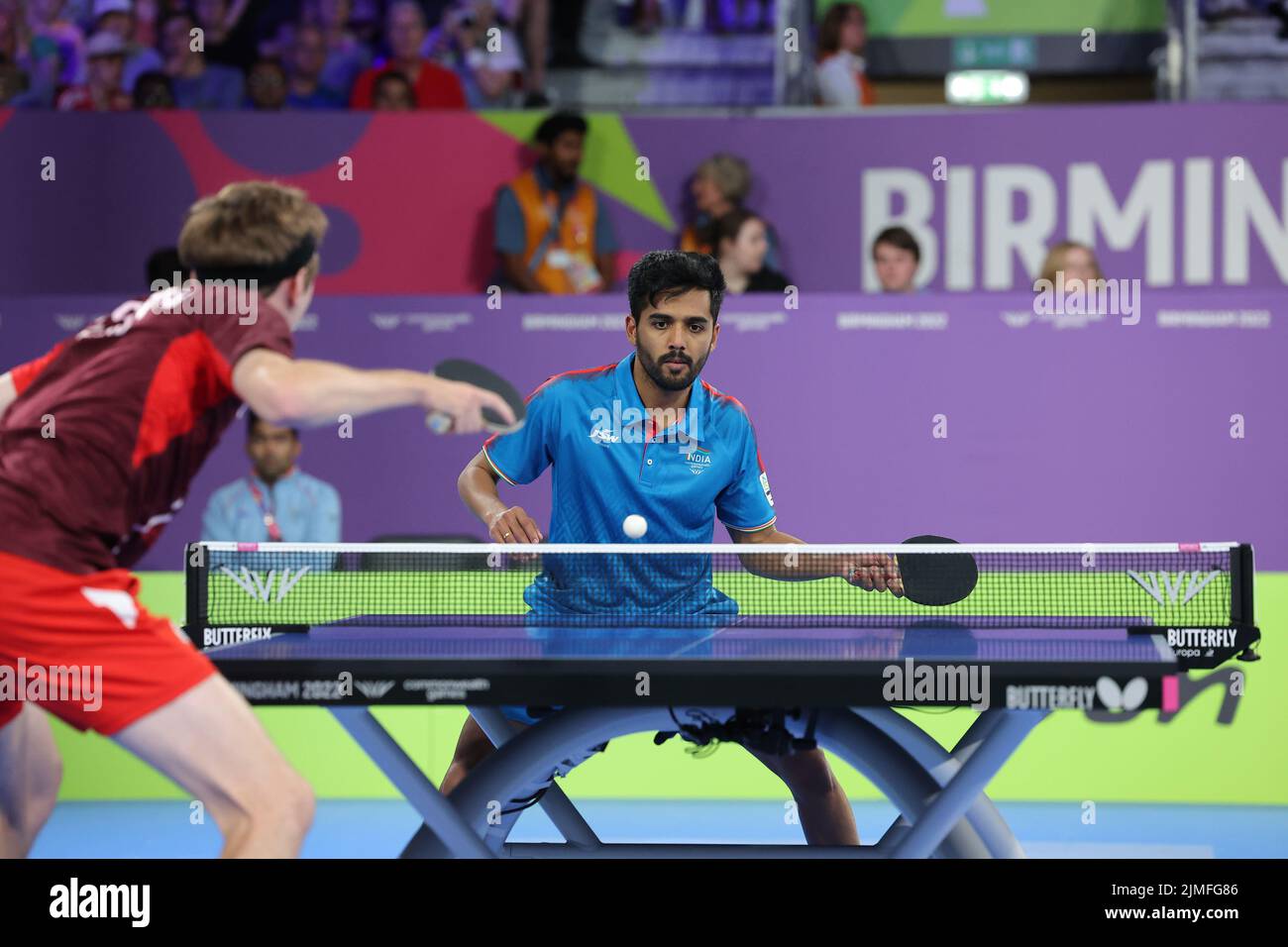 Birmingham, UK, 6th Aug 2022: Table Tennis Men’s QF 4: L Pitchford (ENG ...