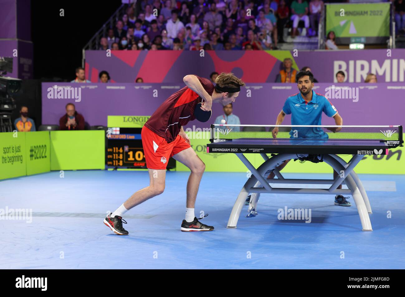 Birmingham, UK, 6th Aug 2022: Table Tennis Men’s QF 4: L Pitchford (ENG ...