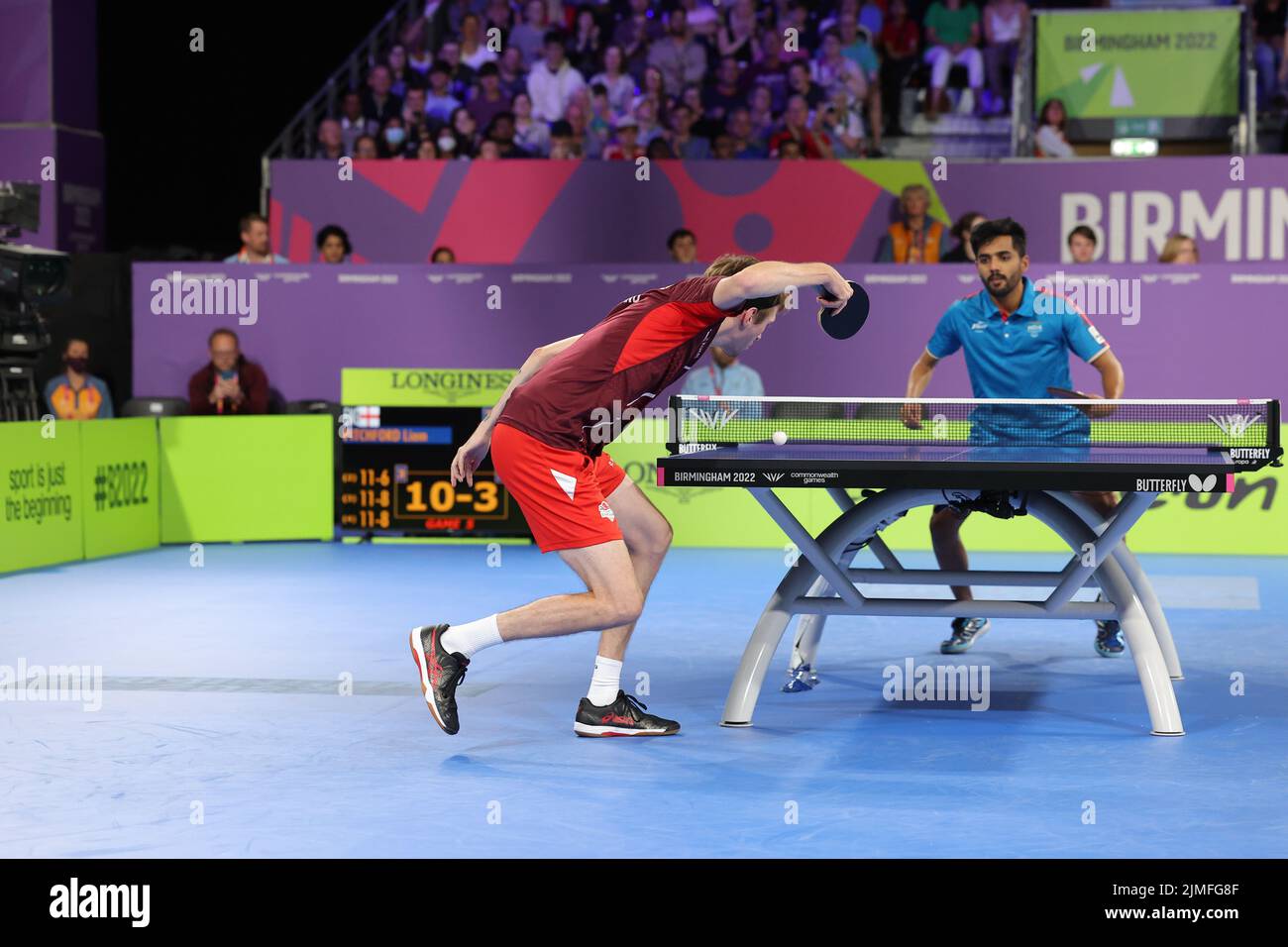 Birmingham, UK, 6th Aug 2022: Table Tennis Men’s QF 4: L Pitchford (ENG ...