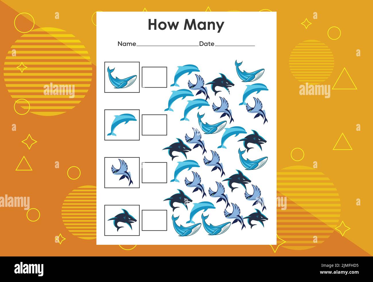 How many fish tasks? Educational children's game worksheet Stock Vector ...