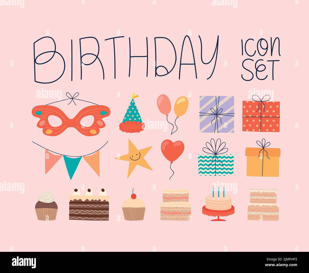 Birthday balloons icons set Stock Vector Images - Alamy