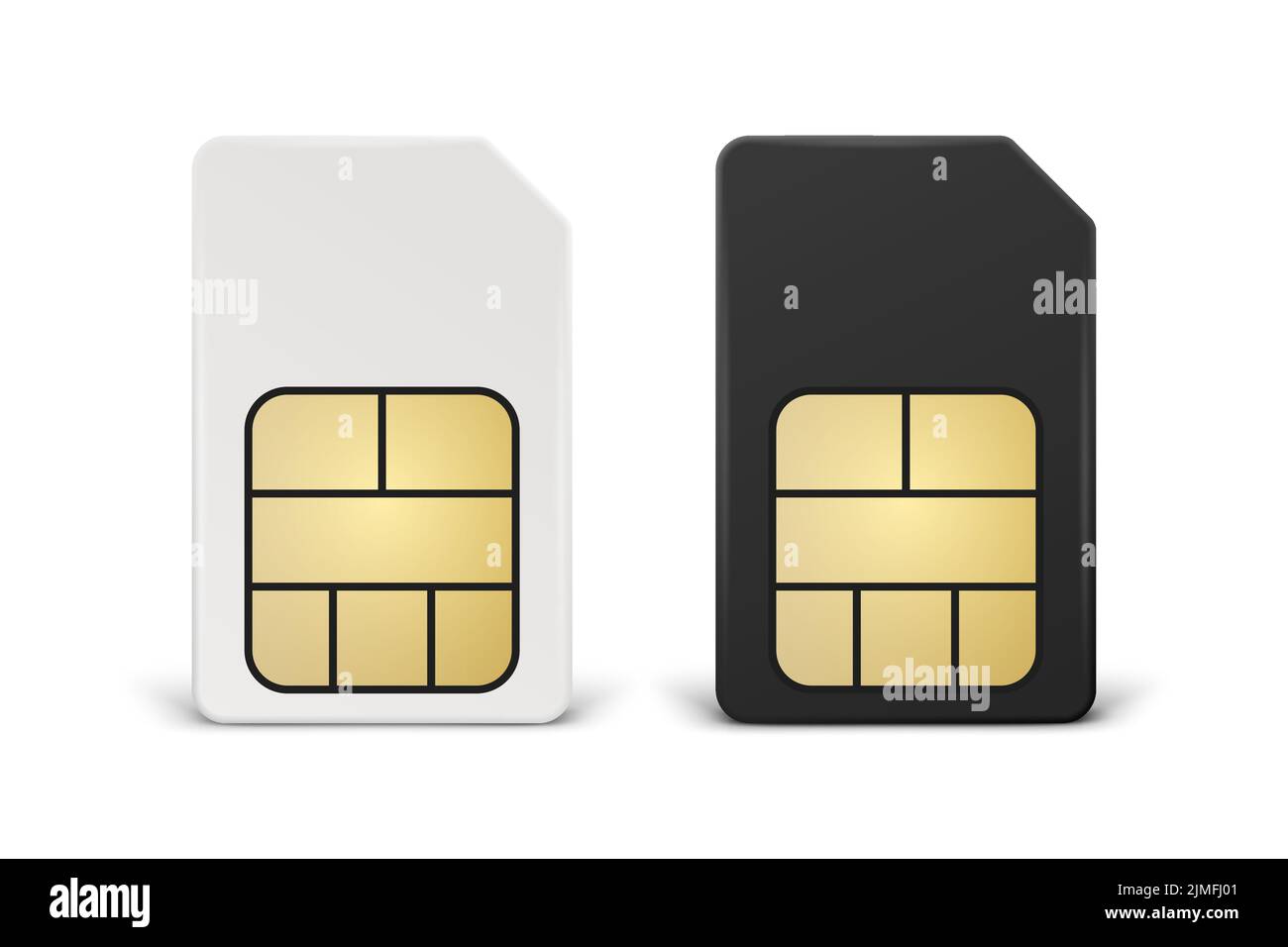 Vector 3d Realistic White and Black Plastic Sim Card Template Set ...