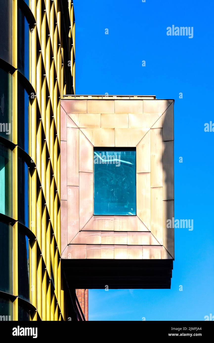 copper clad pod that sticks out from Piers Gough Bling bling building ...