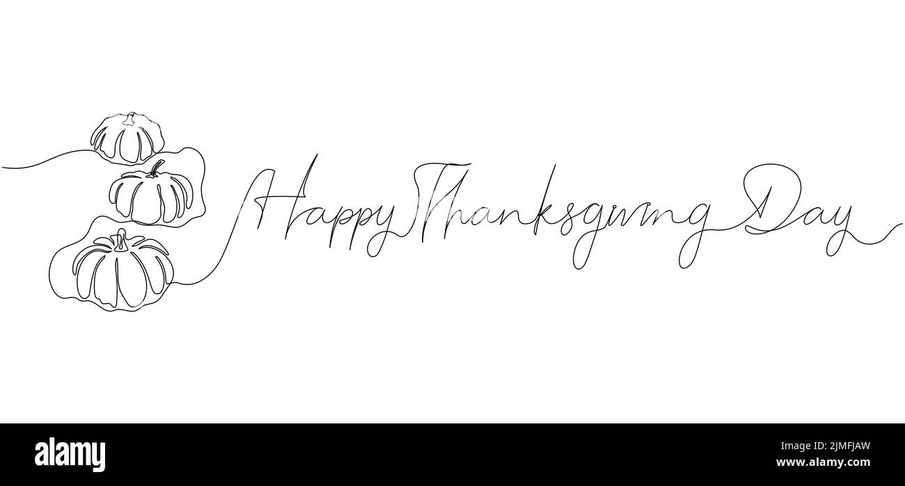 Happy Thanksgiving Day continuous one line drawing background with ...