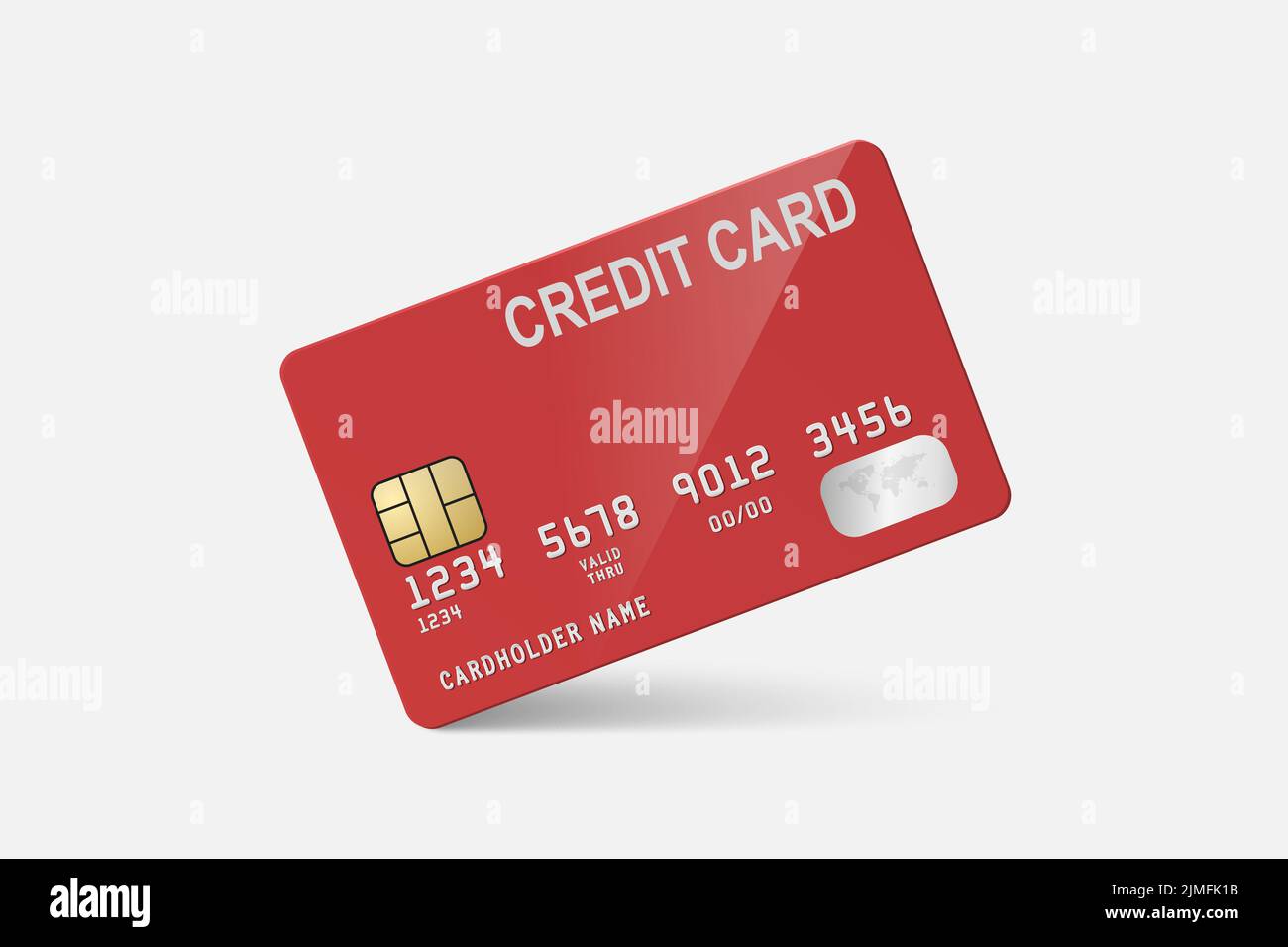 Vector 3d Realistic Red Credit Card on White Background. Design ...