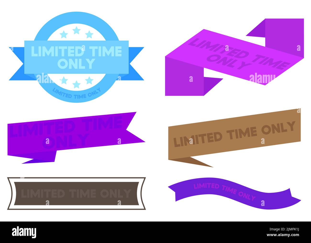 Set of ribbon with Limited Time Only text. Banner template. Label ...