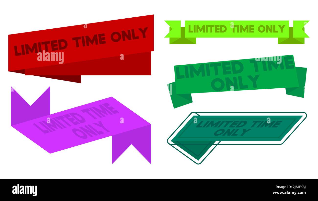 Set of ribbon with Limited Time Only text. Banner template. Label ...