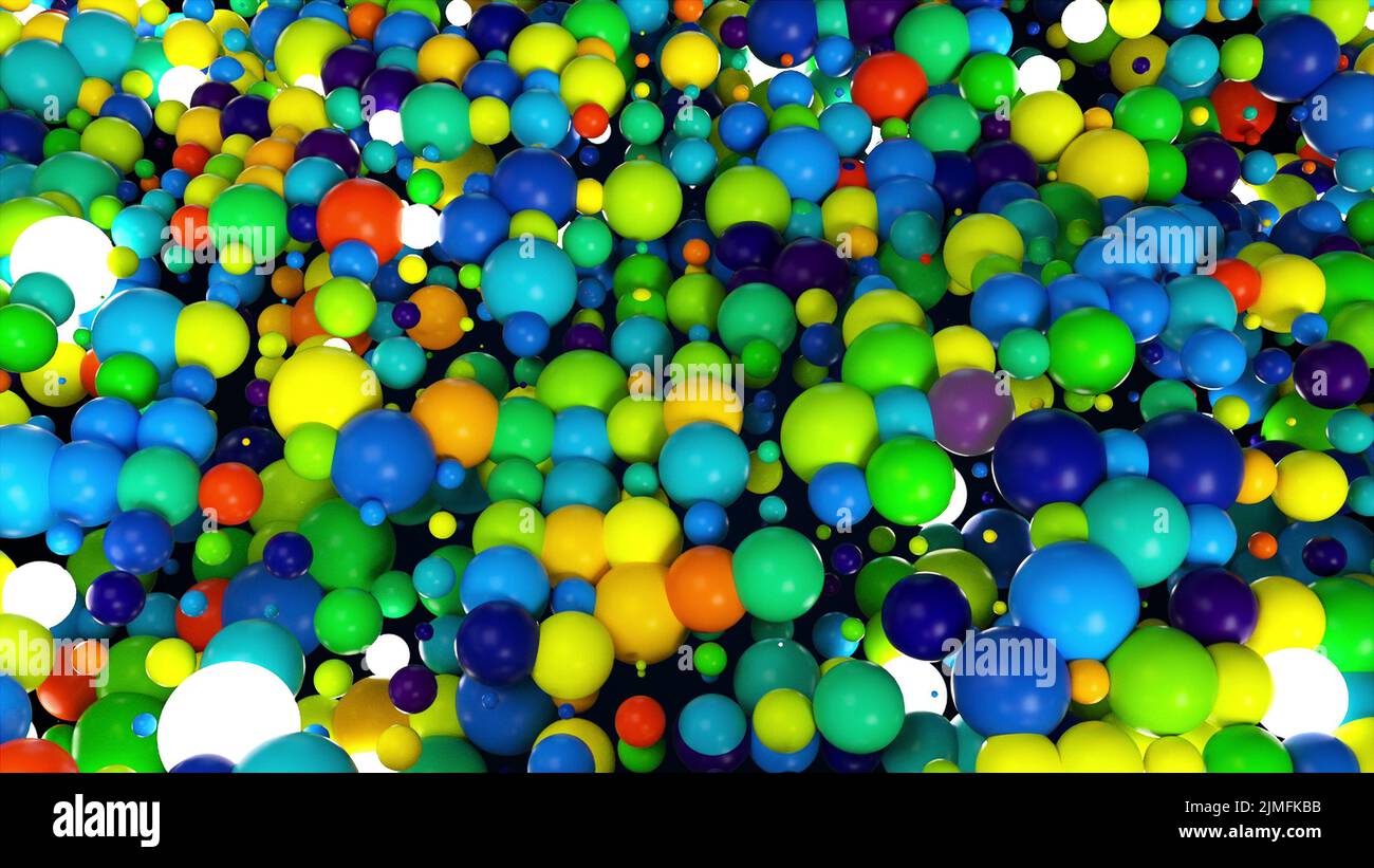 Random mound of colored spheres with glow Stock Photo - Alamy