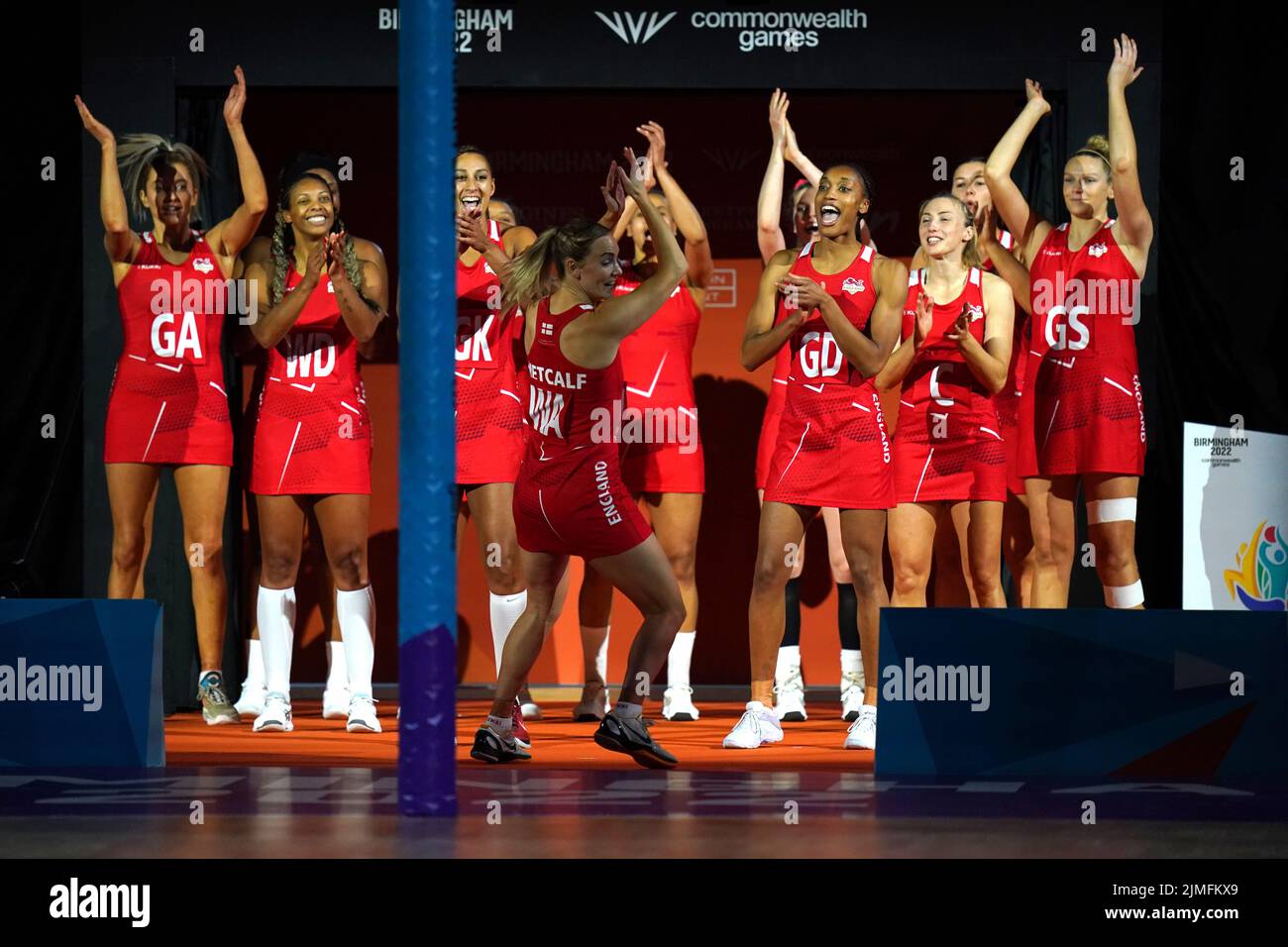 England players applaud the crowd before the Netball Semi-Final at The ...