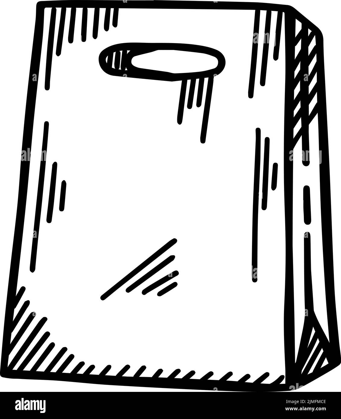 Paper shopping bag sketched isolated. Doodle package in hand drawn ...