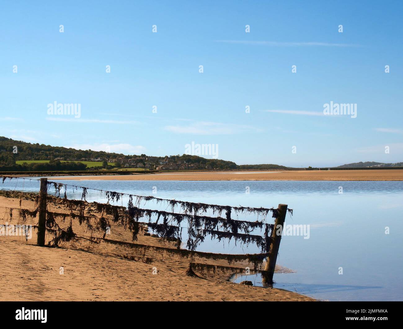 The river kent near arnside in cumbria with with the lakeland villages ...