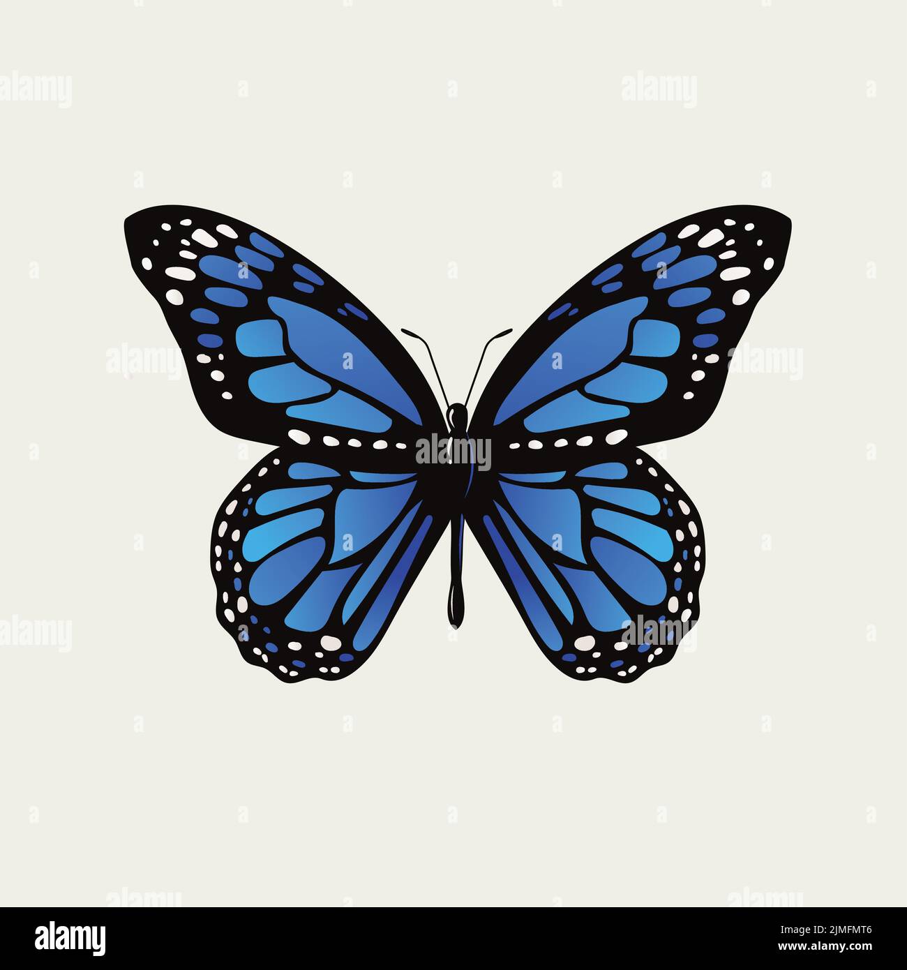 A Vector design of a blue monarch butterfly on a white background Stock ...