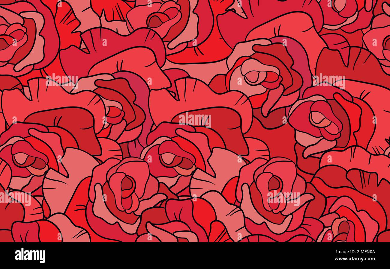 Spring colorful vector illustration with pink roses. Cartoon style ...