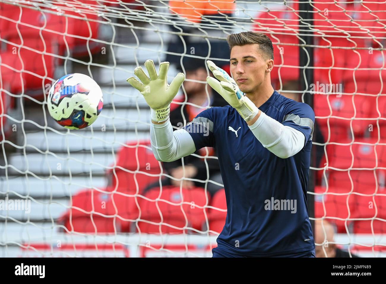Stuart Moore #13 of Blackpool during the pre-game warmup Stock Photo ...