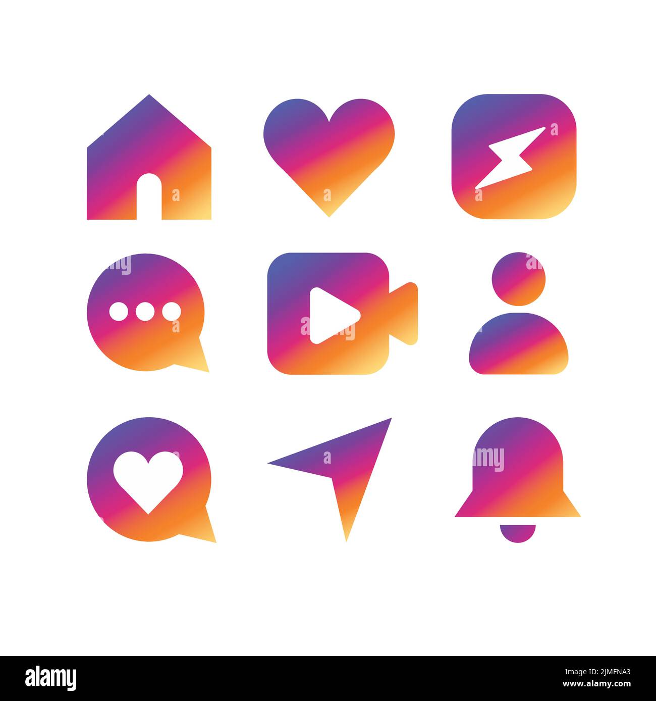 A vector illustration of communications icons in purple and pink colors ...