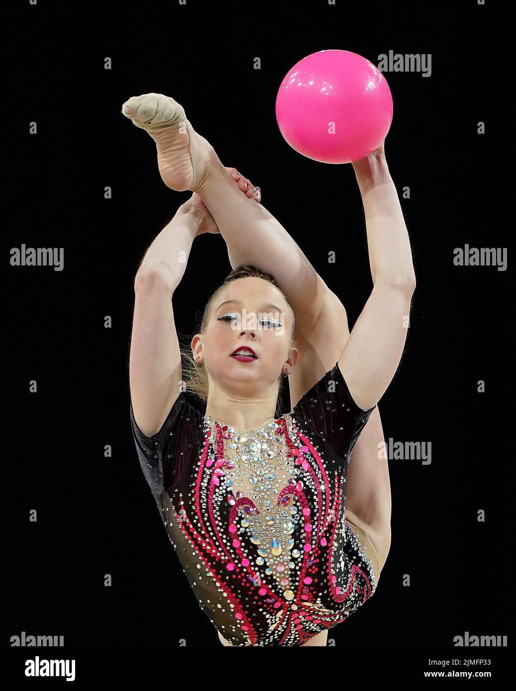 England's Marfa Ekimova competes during the ball final rhythmic ...