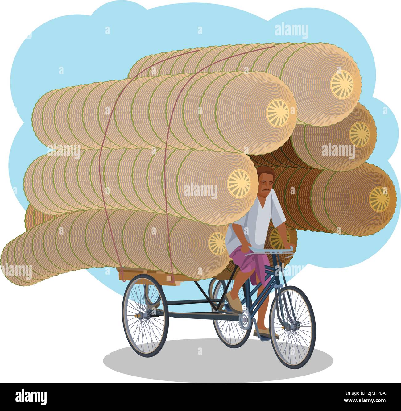 A 3D illustration of a man riding loaded bycicle Stock Vector Image ...