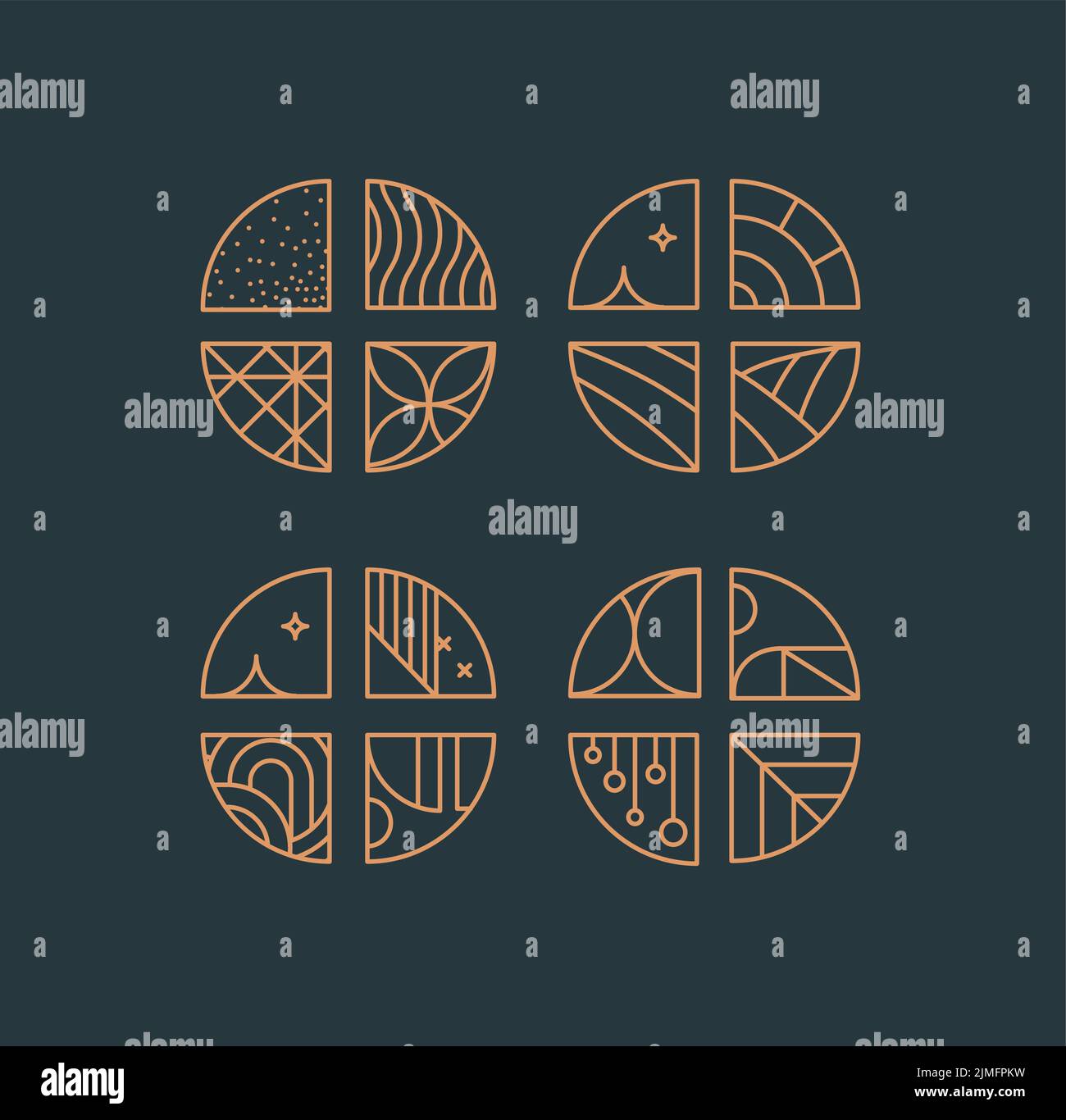 Set of creative modern art deco chevrons in flat line style drawing on ...