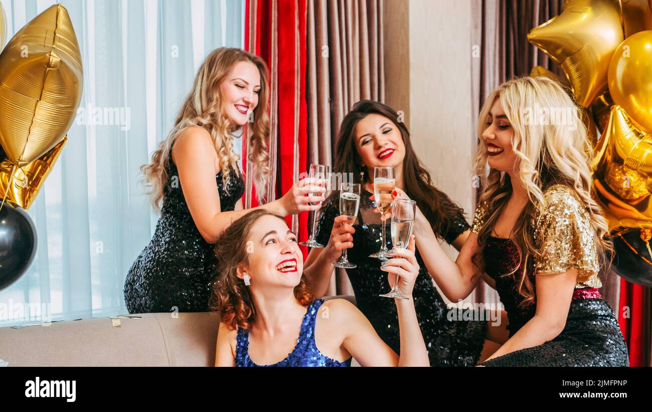 girls birthday party celebration sparkling wine Stock Photo - Alamy