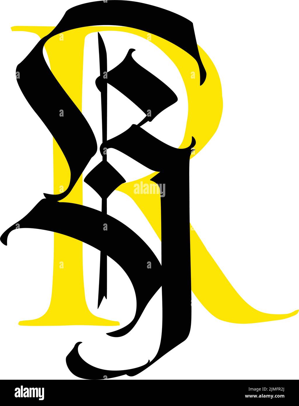 Letter R In The Gothic Style Vector Alphabet The Symbol Is Isolated Letter R In The Gothic Style Vector Alphabet The Symbol Is Isolated
