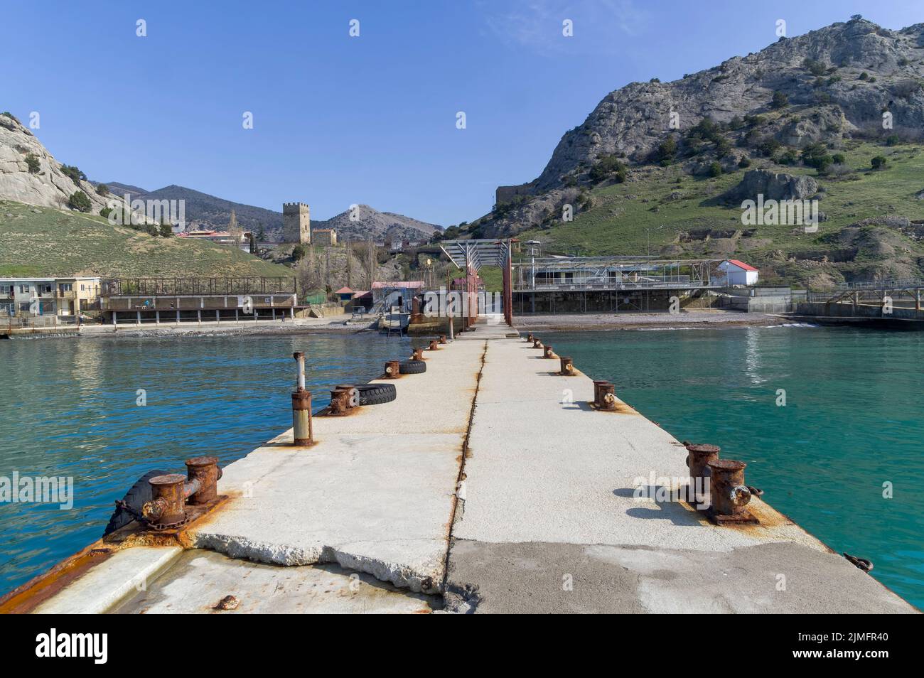 View from the pier to a small bay Stock Photo - Alamy