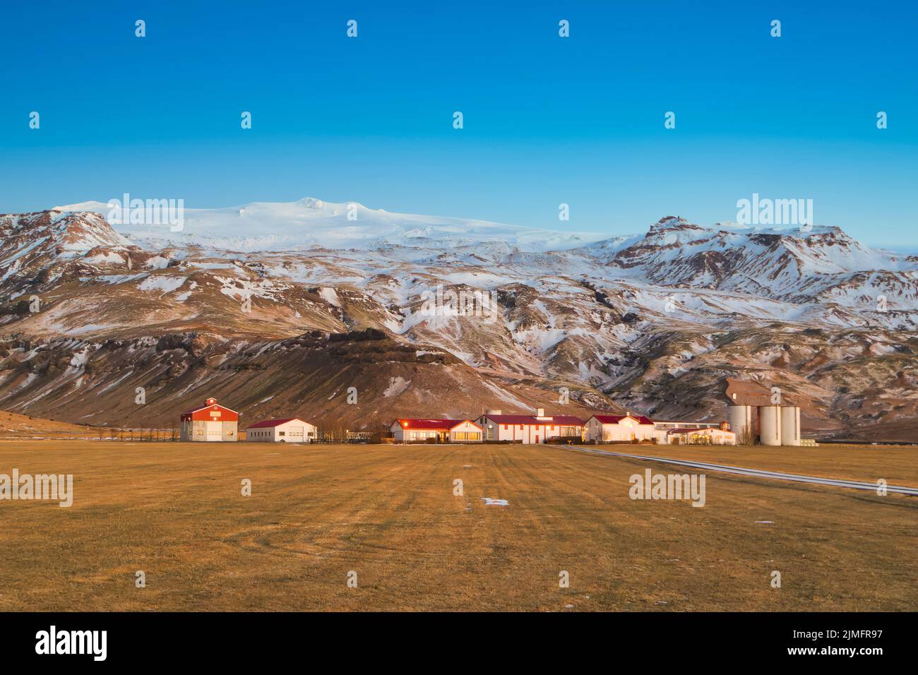 A Farm in Front of the volcano eyjafjallajÃ¶kull, Iceland, Europe Stock ...