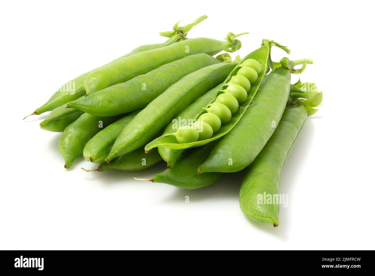 Young pea pods isolated on white background. Full focus Stock Photo - Alamy