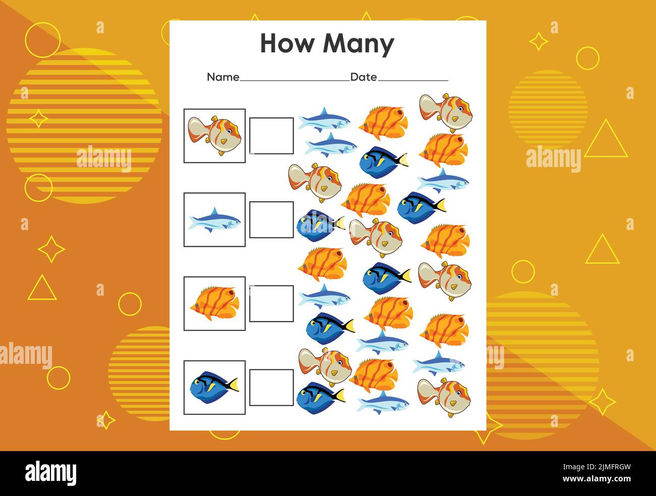 How many fish tasks? Educational children's game worksheet Stock Vector ...