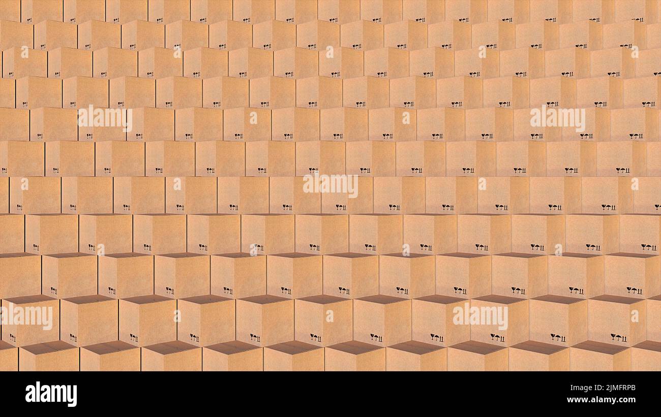 Rows cardboard boxes of parcels Stock Photo - Alamy
