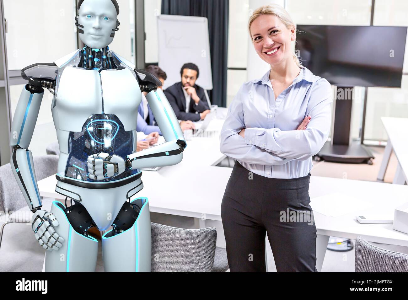 Businesswoman Schooling Room Humanoid Robot Teacher Stock Photo - Alamy