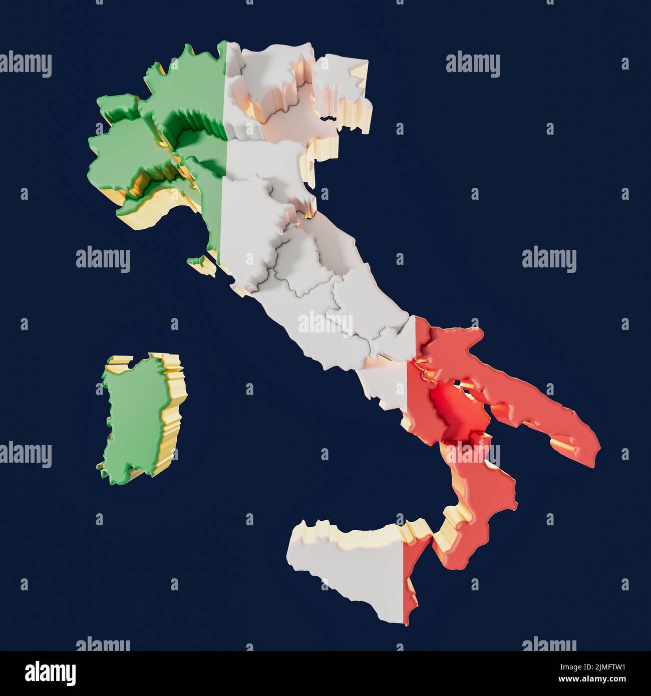 Italy map 3d regions hi-res stock photography and images - Alamy