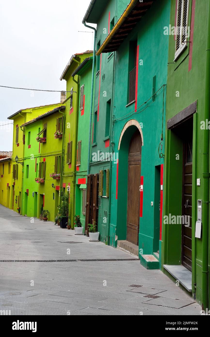 the village with the colorful houses Ghizzano tuscany Italy Stock Photo ...