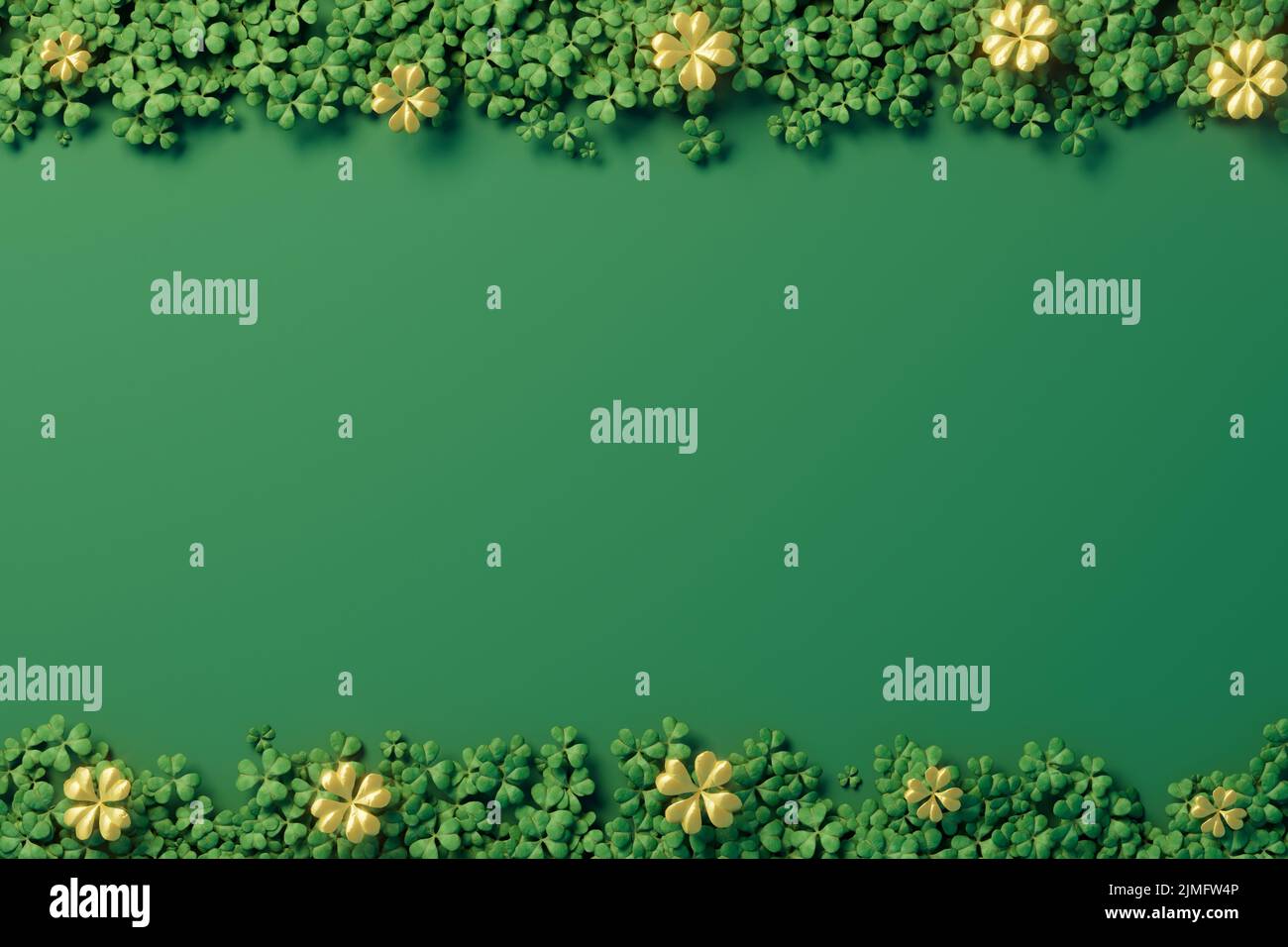 Clover and Gold Lucky Four Leaf Clover Top Bottom Border Green ...