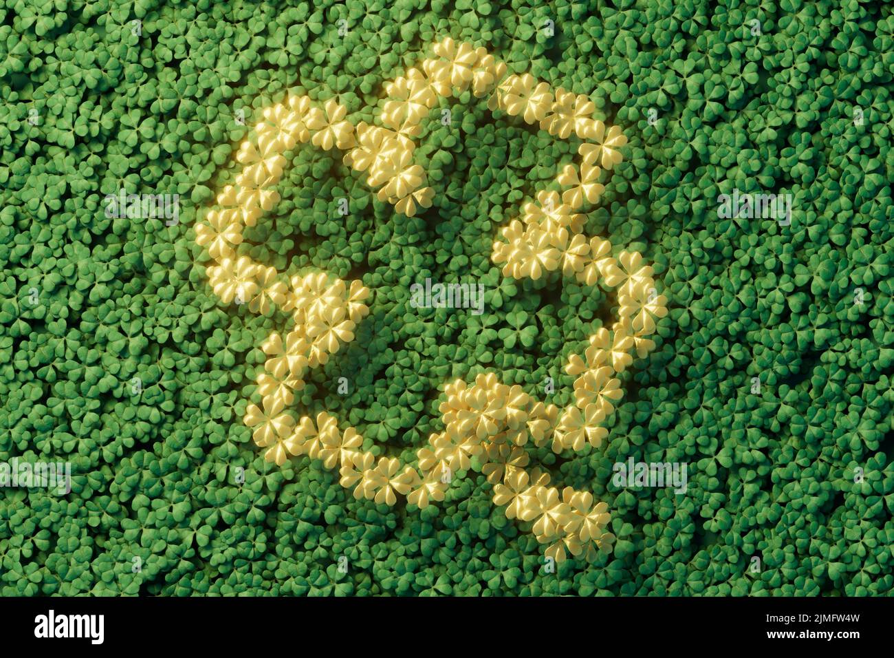 Gold Four Leaf Clover Icon Green Clover Patch Background Stock Photo ...